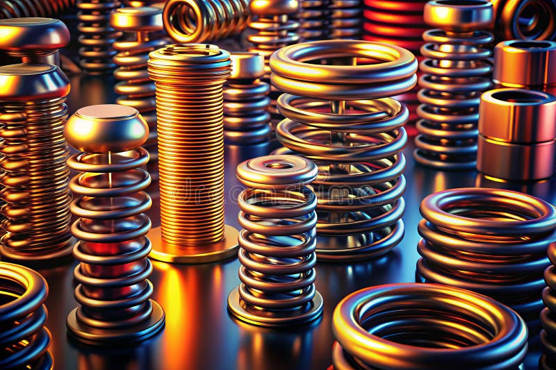 Dynamic Metal Coil Springs Compressed and Extended Configurations 3D ...