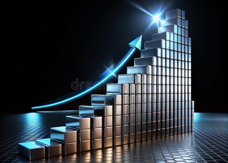 Dynamic Metal Graph Ascends in Futuristic Business Growth Visualization ...