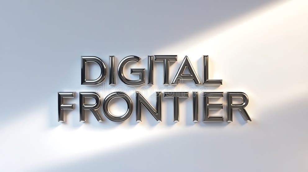 Dynamic Metallic Typography Showcasing the Words Digital Frontier in ...