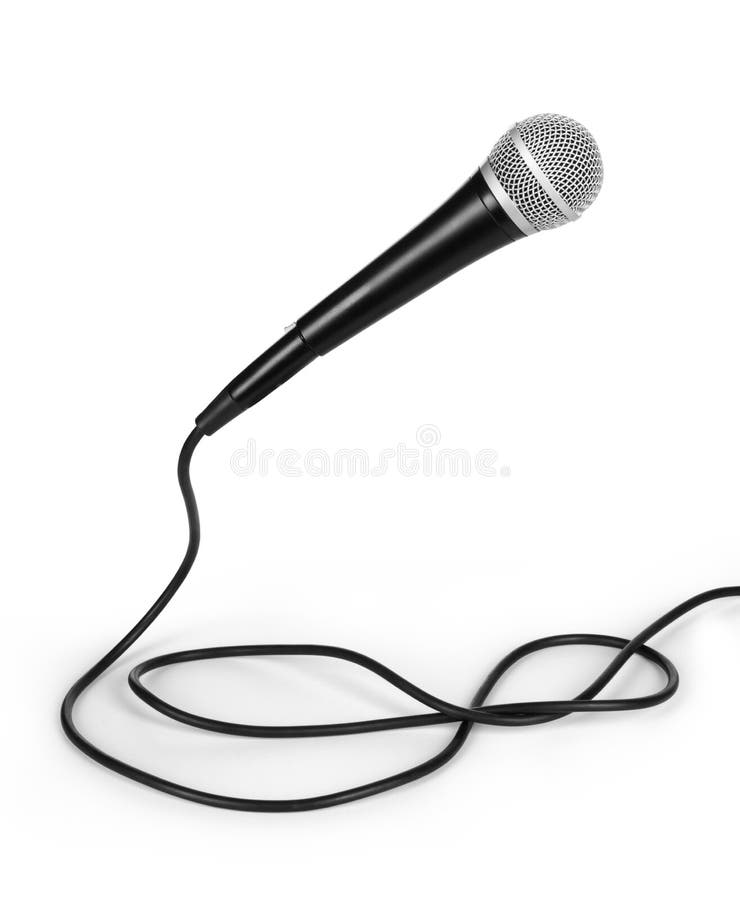 Microphone and Cable Isolated Stock Photo - Image of electronics ...