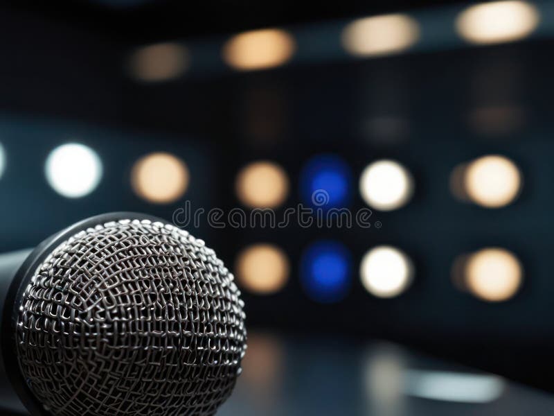 Dynamic Microphone Against Blurred Studio Lights in a Professional ...