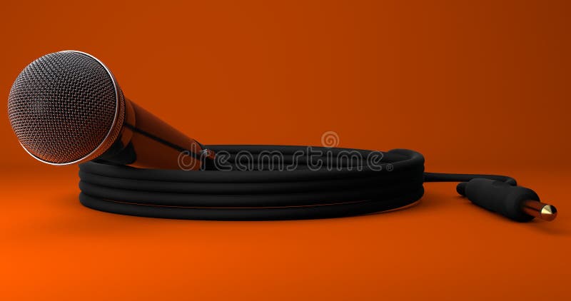 Dynamic Microphone Coiled Lead Jack Plug Orange Background Stock Image ...