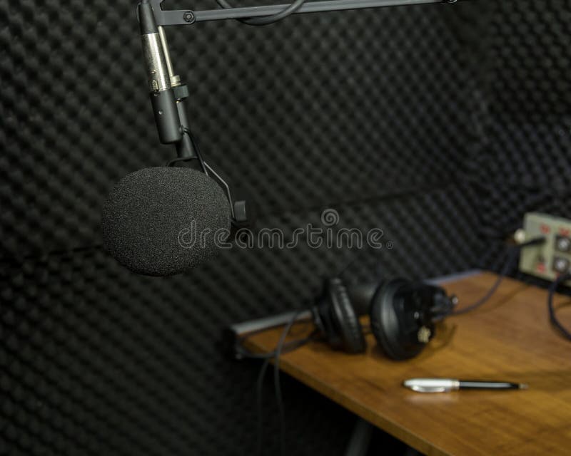 Dynamic Microphone in Recording Studio Stock Image - Image of ...