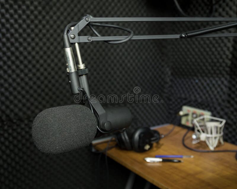 Dynamic Microphone in Recording Studio Stock Image - Image of ...