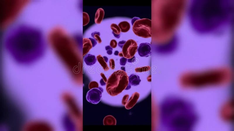 Dynamic Microscopic View of Red Blood Cells and Purple Leukocytes ...