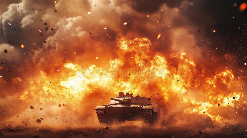 Dynamic Military Banner Featuring Massive Explosion, Smoke, Ash, and ...