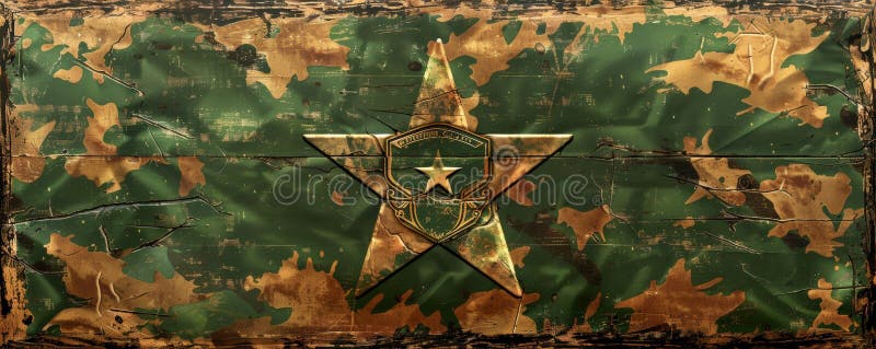 A Dynamic Military Banner Featuring a Traditional Green and Brown ...