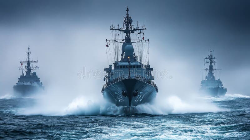 Dynamic Military Naval Operations Showcasing Advanced Ships and ...