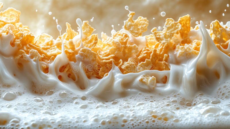 Dynamic Milk and Cereal Splash Captured in Breakfast Moment Stock Photo ...