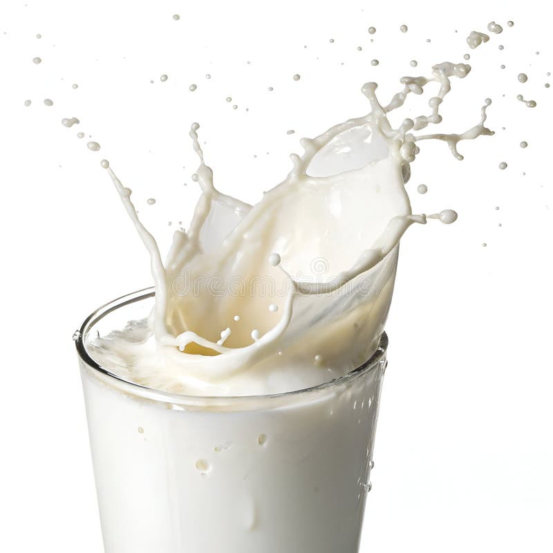 Dynamic Milk Splash in Glass Isolated on Transparent Background Stock ...