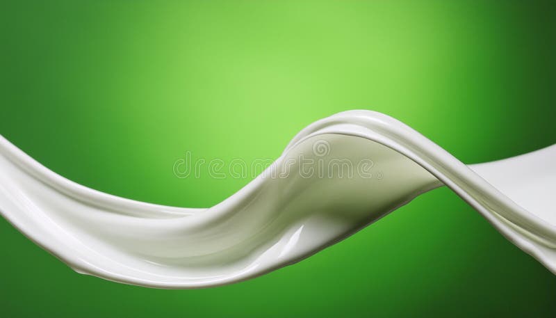 Dynamic Milk Wave Splash Over Green Background Stock Illustration ...