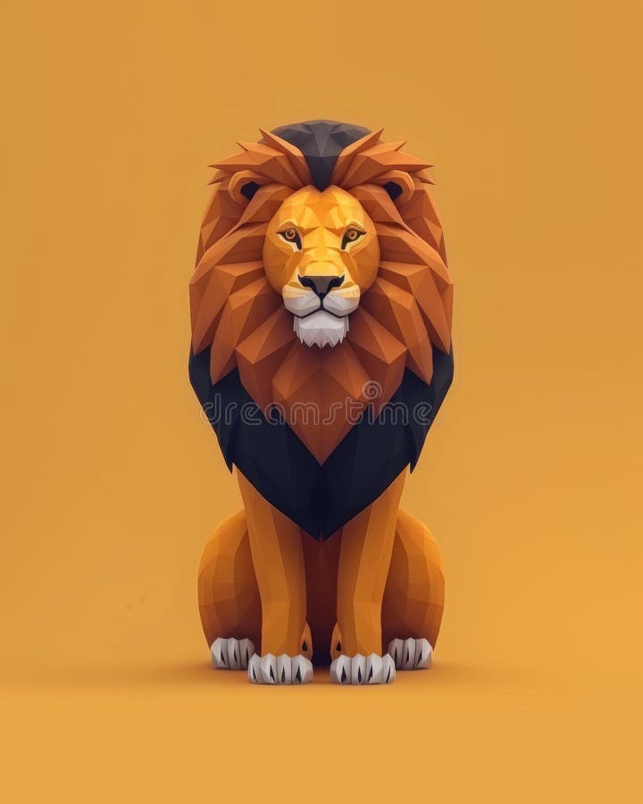 Dynamic Minimalist Lion Art in Motion with Dramatic Lighting on Yellow ...