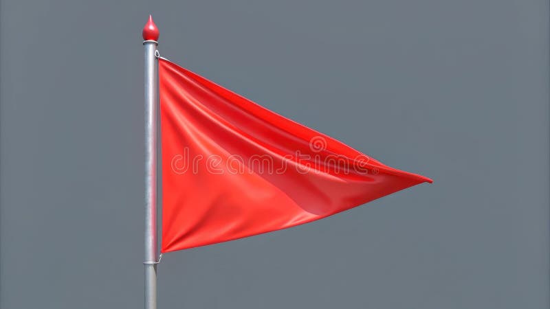 Dynamic Minimalist Red Triangle Flag on Flagpole a Vibrant 3D Animated ...