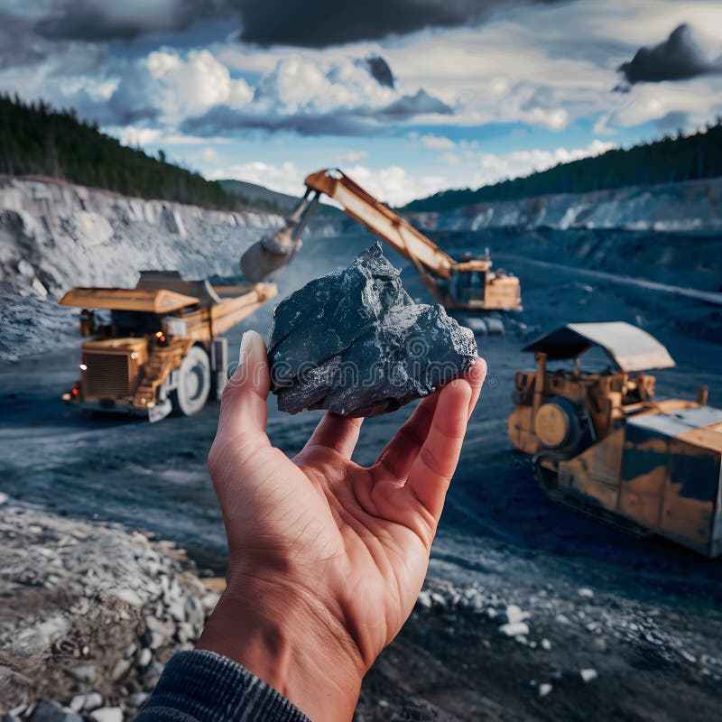 Industrial Mining Trucks and Excavator at a Gold Mining Site Stock ...