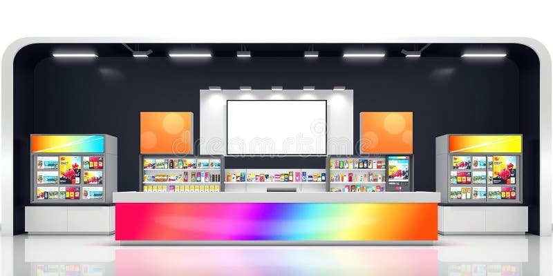 Modern Open Display Ad Counter Mockup Showcase Your Retail Promotions ...