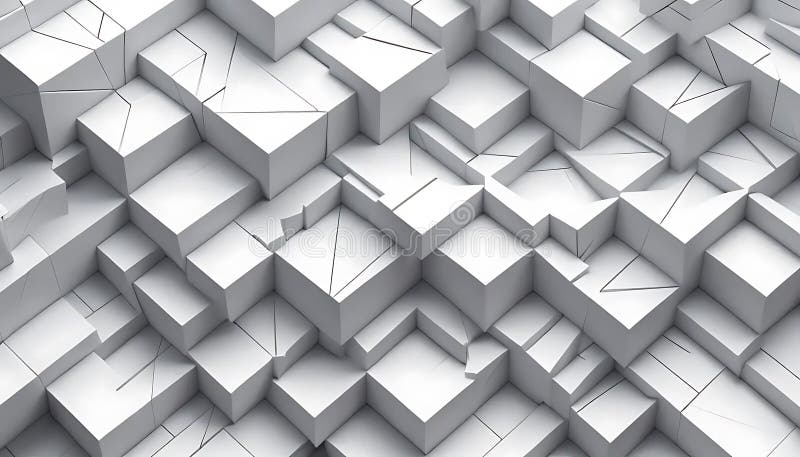 Abstract White Geometric Cubes Background with Line Patterns and Subtle ...
