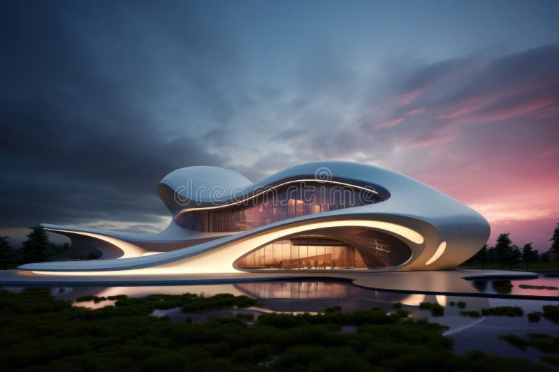 Dynamic Modern Architecture Facade Wave Style. Generate Ai Stock Image ...