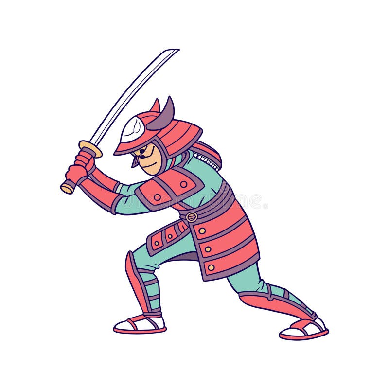 Dynamic Modern Samurai Character Design Stock Vector - Illustration of ...