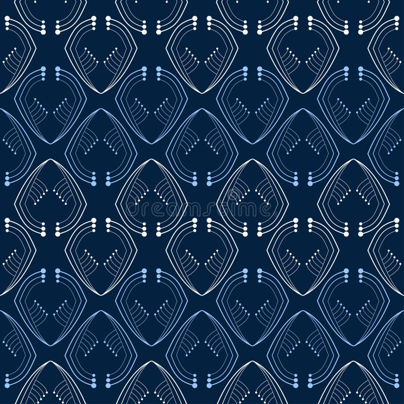Dynamic Modern Seamless Pattern of Curved Lines. White Blue Shapes on ...