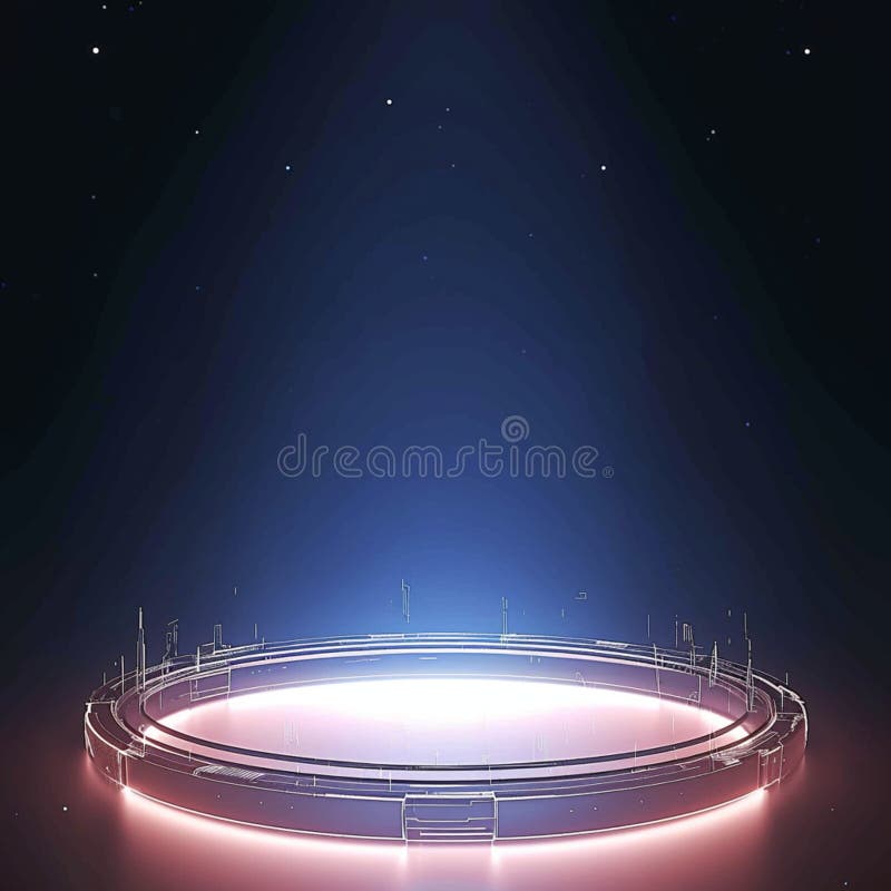 Dynamic Modern Technology Backdrop with Circular Podium, Laser Lights ...