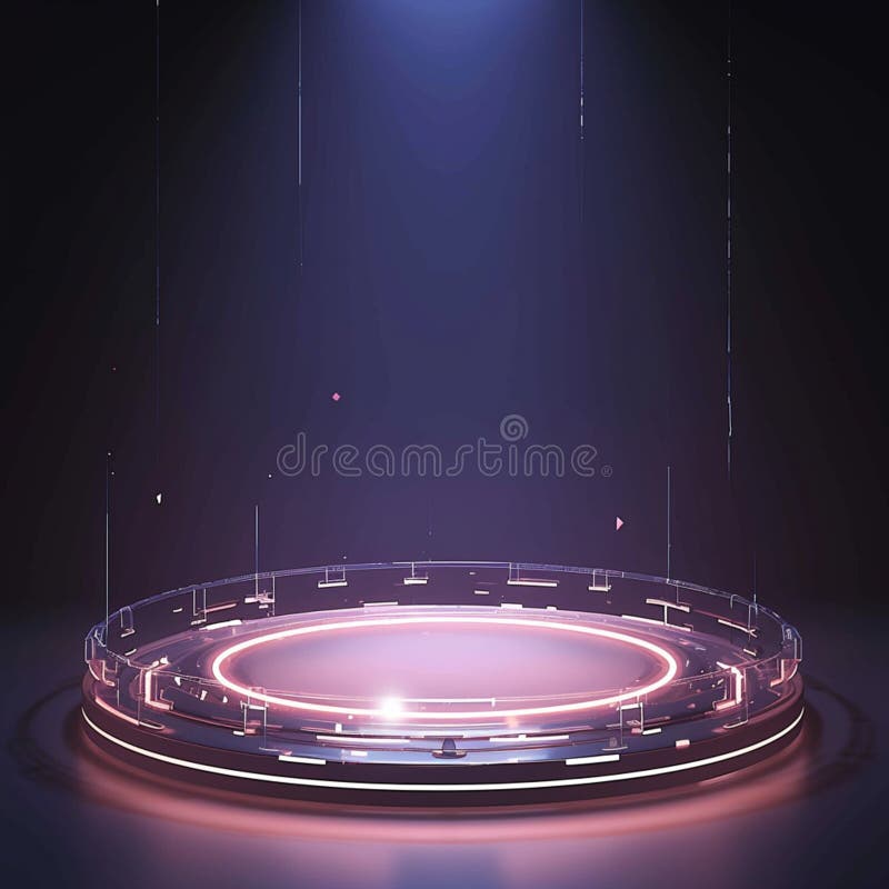 Dynamic Modern Technology Backdrop with Circular Podium, Laser Lights ...