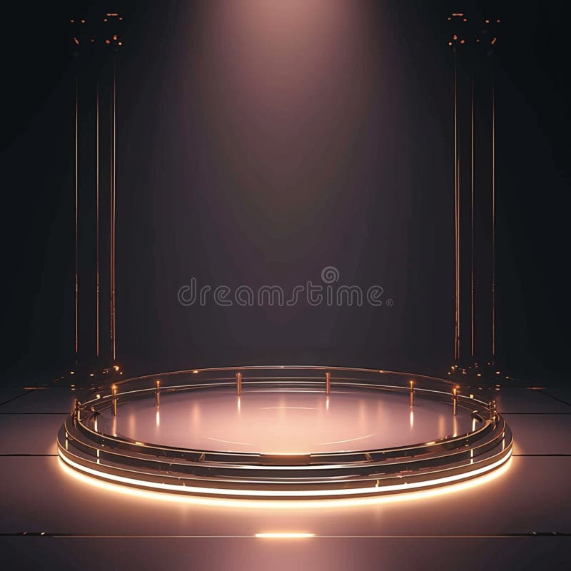 Dynamic Modern Technology Backdrop with Circular Podium, Laser Lights ...