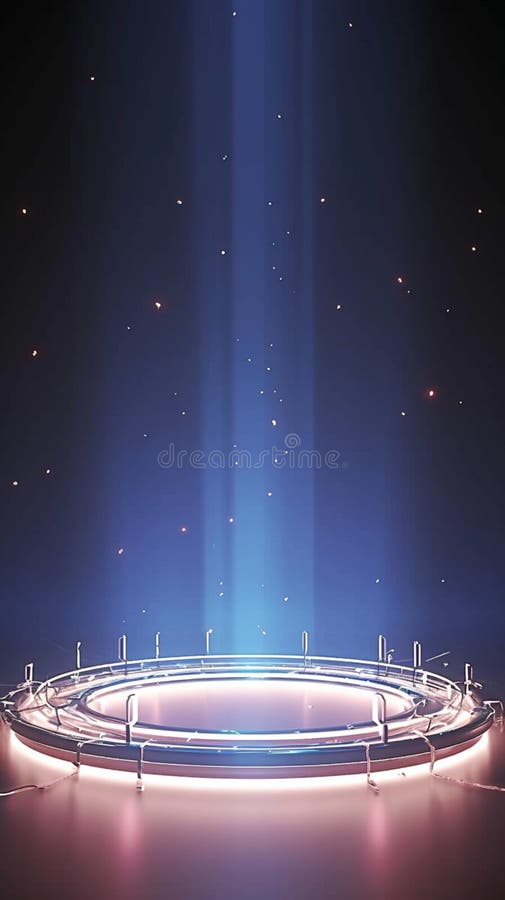 Dynamic Modern Technology Backdrop with Circular Podium, Laser Lights ...