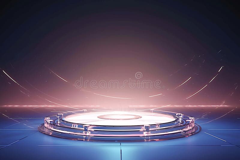 Dynamic Modern Technology Backdrop with Circular Podium, Laser Lights ...
