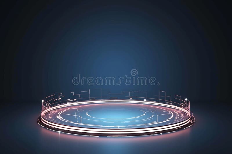 Dynamic Modern Technology Backdrop with Circular Podium, Laser Lights ...