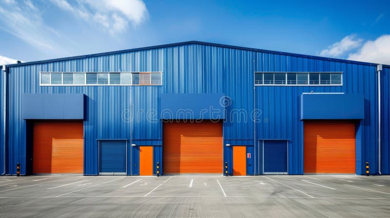 Dynamic Modern Warehouse Design Featuring Bold Blue Exterior and ...