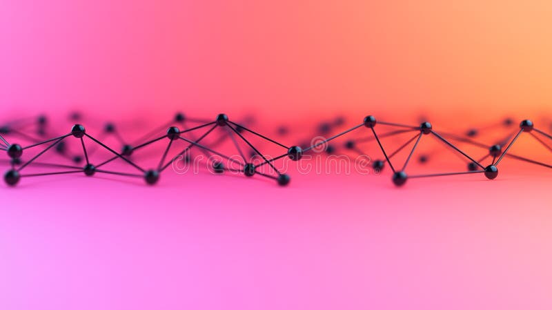 Dynamic Molecular Chain Reaction, Black Molecules Intertwined on a Pink ...