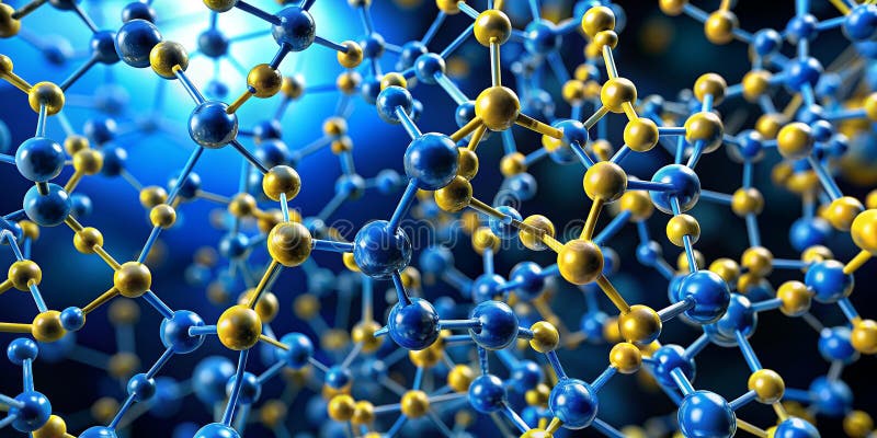 Dynamic Molecule Pattern in a High Contrast Blue and Yellow Color ...