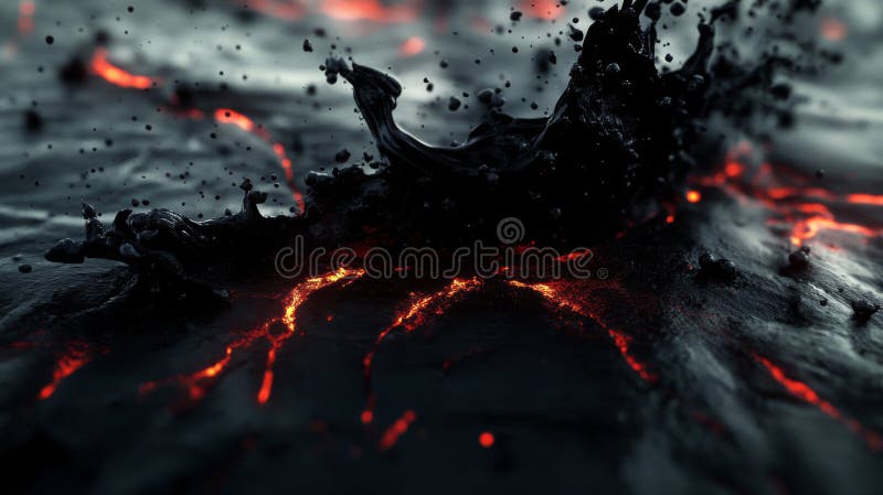 Dynamic Molten Lava Flow with Intense Heat and Glowing Embers Stock ...