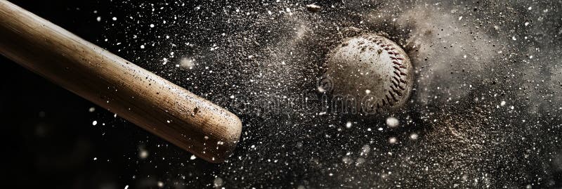 A Dynamic Moment Capturing a Baseball Being Struck by a Wooden Bat ...