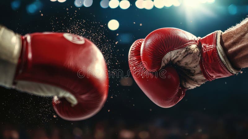 Boxing Gloves in Action during a Match with Dramatic Lighting Stock ...