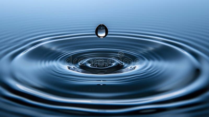 Dynamic Moment, a Drop of Water Descending into a Lake Stock Image ...
