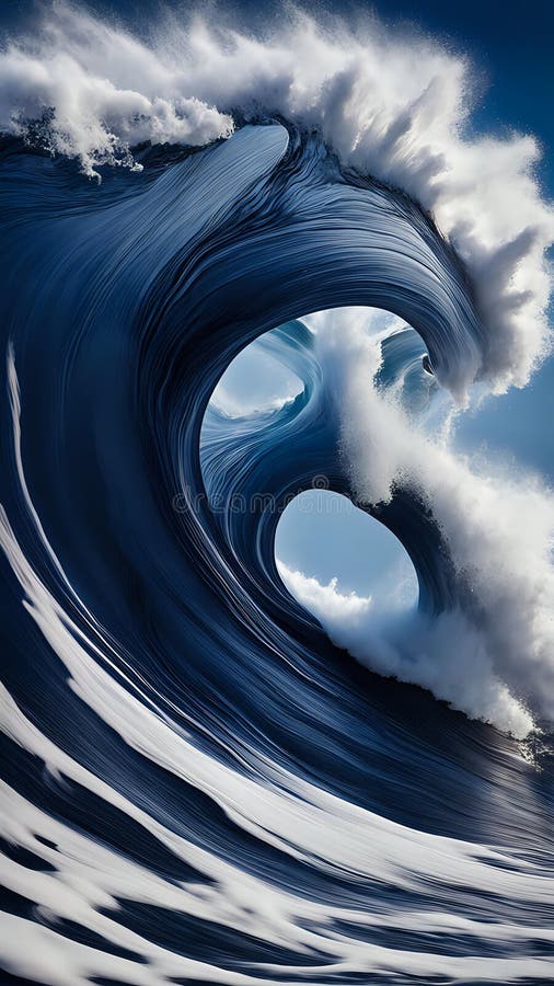 Dynamic Moment of a Powerful Ocean Wave in Motion, Showcasing Its ...