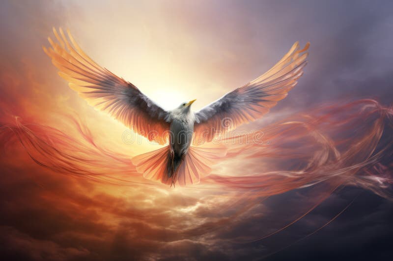 Dynamic Motion of a Bird S Wings in the Sky Stock Illustration ...