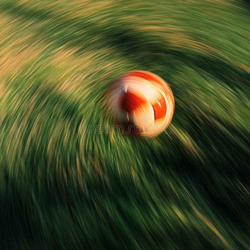 Dynamic Motion Blur of a Soccer Ball Rolling on a Vibrant Green Grass ...
