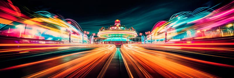 Dynamic Motion and Colorful Ride Lights with Long Exposure , Generative ...