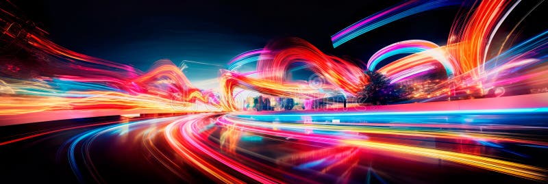 Dynamic Motion and Colorful Ride Lights with Long Exposure , Generative ...