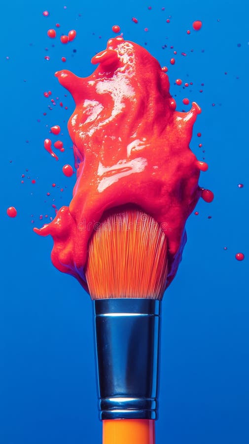 A Dynamic Motion Effect is Created by a Vibrant Splash of Orange Paint ...