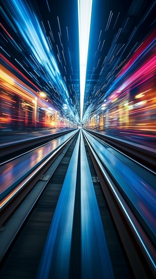 Dynamic Motion Light Patterns on an MRT Track Create Abstract ...