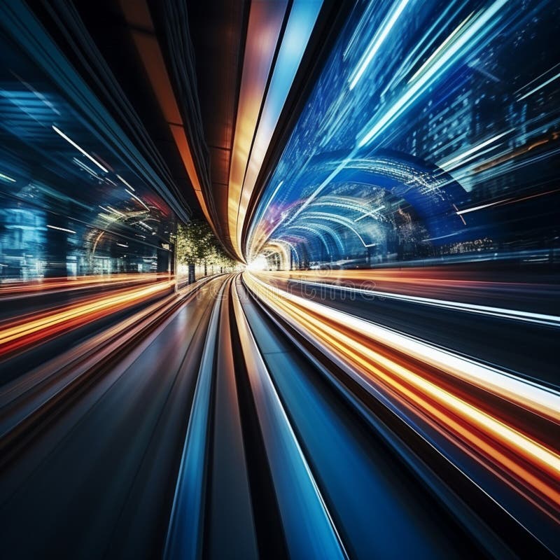 Dynamic Motion Light Patterns on an MRT Track Create Abstract ...