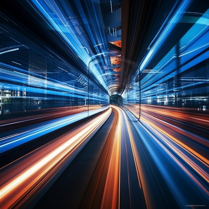 Dynamic Motion Light Patterns on an MRT Track Create Abstract ...