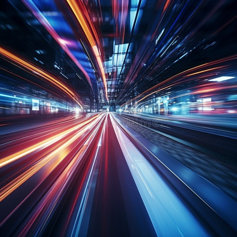 Dynamic Motion Light Patterns on an MRT Track Create Abstract ...