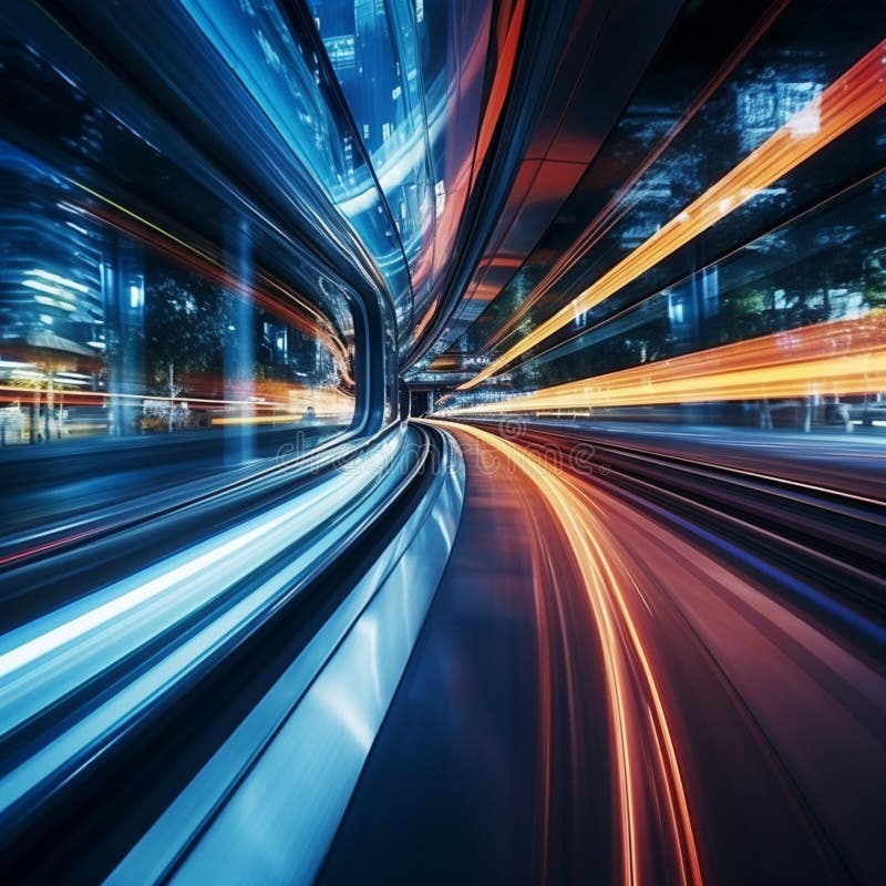 Dynamic Motion Light Patterns on an MRT Track Create Abstract ...