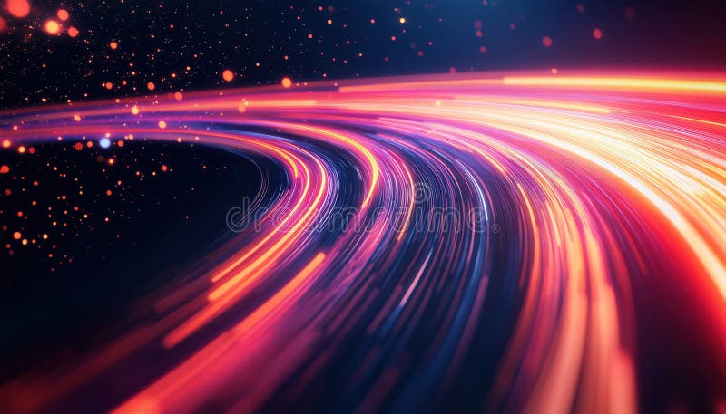 Dynamic Motion Light Trails with Motion Blur Effect on Dark Background ...