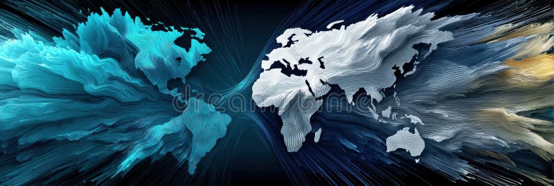 Dynamic Motion Lines Create an Abstract Division of the World Map ...