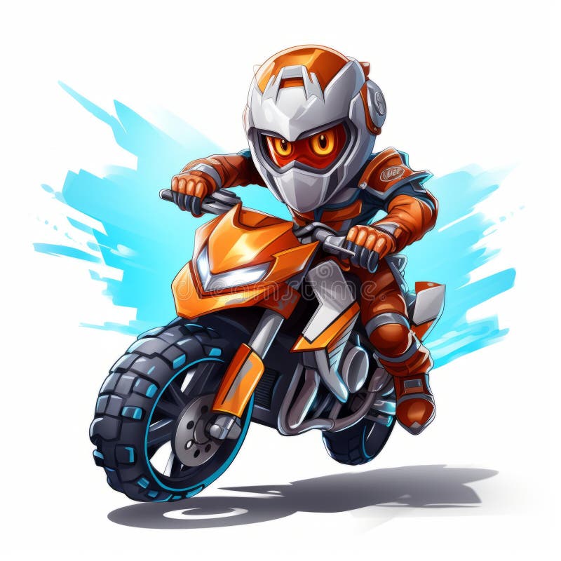 Dynamic Motorcycle Game Character in T-pose on Isolated Background ...